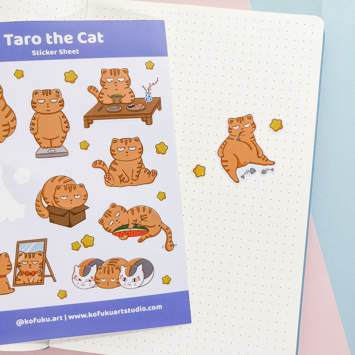 Taro the Cat Sticker Sheet – Kofuku Art Studio