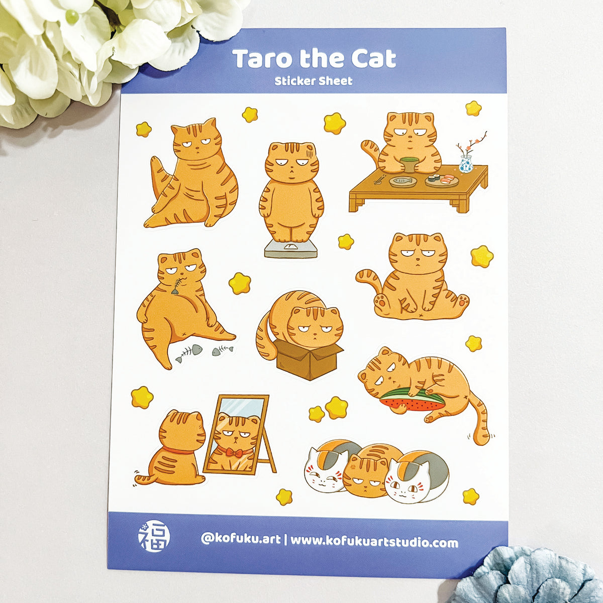 Taro the Cat Sticker Sheet – Kofuku Art Studio