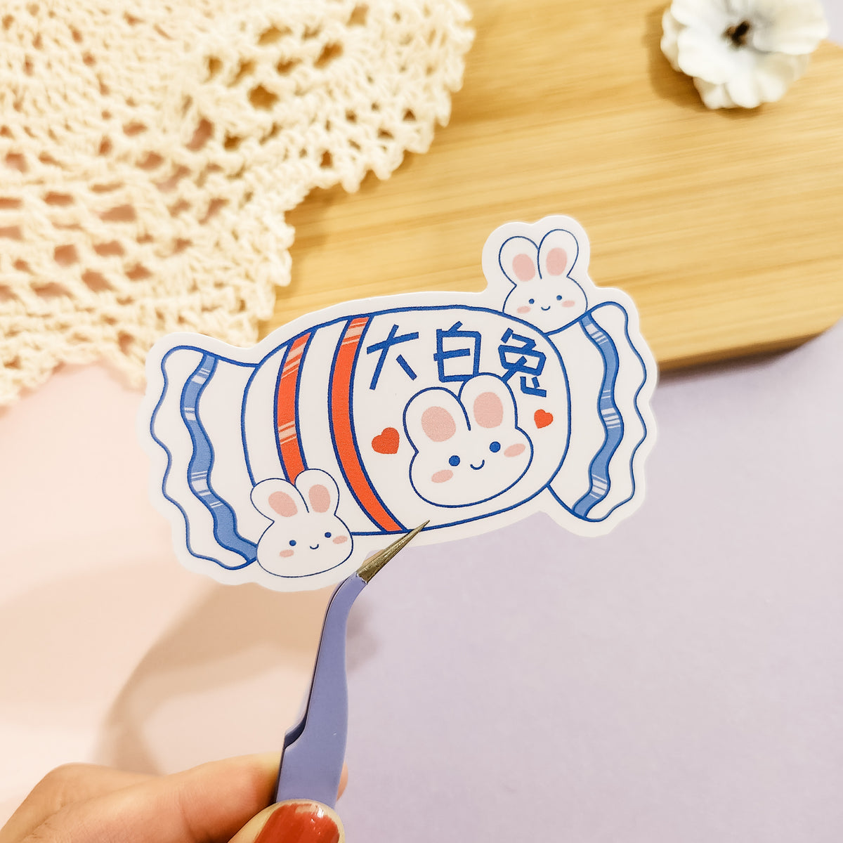 White Rabbit Cream Candy Sticker – Kofuku Art Studio